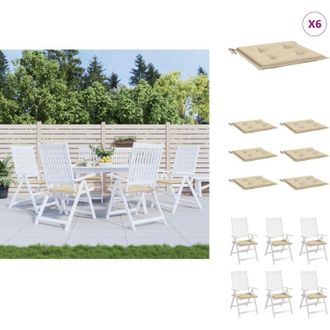 vidaXL Coussins de chaise jardin lot de 6 beige 50x50x3cm tissu oxford - Coussins De Chaise - Coussins Exterieur - Coussins Jardin - Cushions Patio