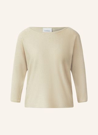 Comma Comma Pullover Mit 3/4-Arm Und Glitzergarn beige