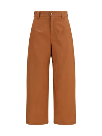 Chlo&eacute; Womens Pants Barrel-Leg Cotton Canvas Blushy Pink Trousers