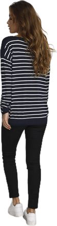 Kaffe Strickpullover KAlizza Damen Pullover Langarm Gestreift Jumper Knitwear Strickpullover Midnight Marine W.Chalk Strips S