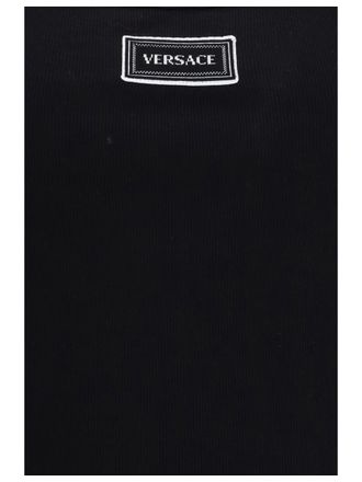 Versace Womens Tank Top Cotton Rib Black