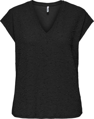 Only Damen Onlcarol S/S V-Neck Glitter Top Box JRS, Black, Large