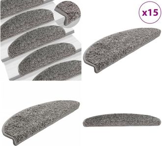 vidaXL Treppenmatten 15 Stk. Grau 65x21x4 cm - Treppenmatten - Trittschutz - Treppenl&auml;ufer - Rutschfeste Matte - Stufenbelag - Home & Living