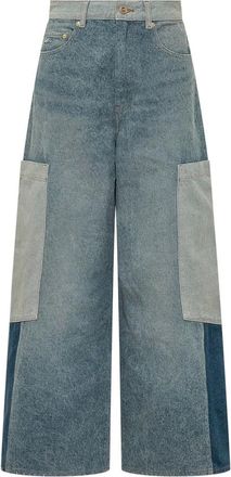 Ganni Femme, Jeans, Bleu, Taille: W26 Angi Patchwork Cargo Jeans
