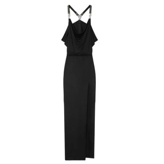 Versace Femme, Robes, Noir, Taille: 38 FR Robe Longue Fronc&eacute;e en Jersey de Viscose