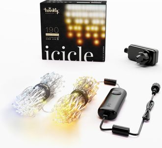 Twinkly Icicle 190 LED Wei&szlig;, LED-Kaskadenlichter f&uuml;r Drau&szlig;en und Drinnen, Smarte LED-Lichter in Wei&szlig;, Kompatibel mit Alexa, Google Home, IP44, App-Steuerung, 