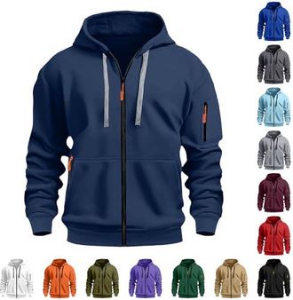 Generic Sweat-shirt &agrave; capuche &agrave; manches longues pour homme avec fermeture &eacute;clair, pull avec capuche, cardigan, taille plus, d&eacute;contract&eacute;, l&eacute;ger, confortable av