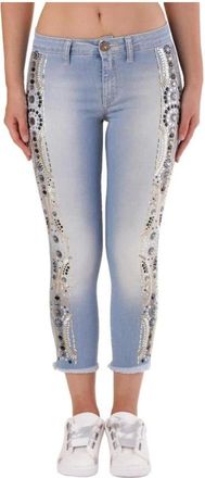 Met Met, Femme, Jeans, Bleu, Taille: W25 Jean Cropped en Coton