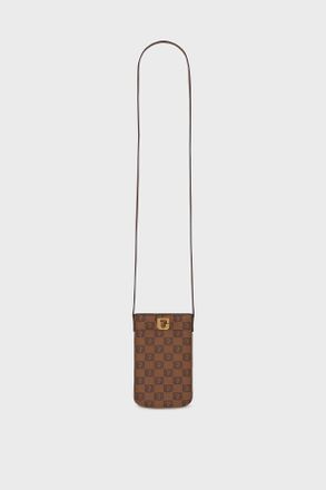 Gerard Darel Porte t&eacute;l&eacute;phone en toile enduite monogramm&eacute;e et cuir- LADYPHONE - Camel