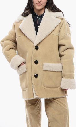Dsquared2 3-Button Shearling Coat with Patch Pockets Dsquared2