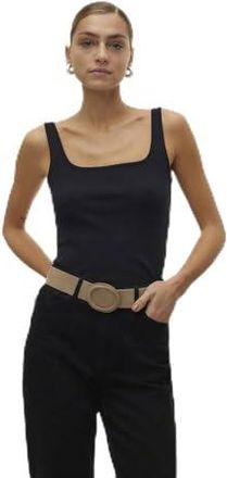 Vero Moda Vmchloe SL Short Square Top JRS Noos T-Shirt, Noir, M Femme