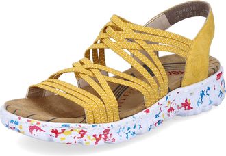 Rieker Damen Sandaletten 67898, Frauen Sandalen,Sommersandalen,bequem,Sommerschuhe,Freizeitschuhe,offene,Schuhe,Strandschuhe,gelb (68),37 EU / 4 UK