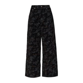 Ganni Samt-Hose mit Blumenmuster - - Trousers - Damen - Schwarzk - W26 L33