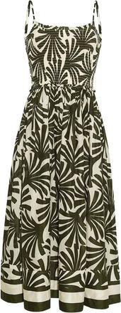 Cara Cara robe mi-longue Carmen &agrave; imprim&eacute; v&eacute;g&eacute;tal - Vert
