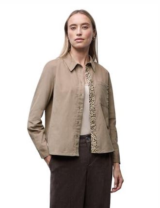 Street One 3412385 Chemisier en Velours c&ocirc;tel&eacute; avec d&eacute;tails en Ruban, Flowing Beige, 40 Femme