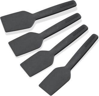 Fackelmann 25286 Lot de 4 spatules à raclette, spatules fromage, mini spatule en plastique, bout biseauté, spatule pour poêlon, Plastique, noir, 16 cm
