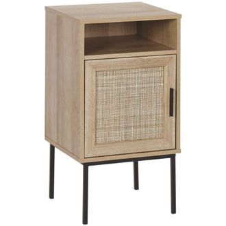 Beliani Table de Chevet Cannage D&eacute;coratif en Rotin Meuble de Rangement Id&eacute;al pour Chambre ou Salon Scandinave R&eacute;tro et Boho Beliani