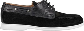 Kiton Homme, Chaussures, Noir, Taille: 40 1/2 EU Mocassin en cuir avec inserts en cuir de crocodile