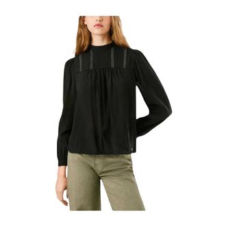 Pepe Jeans London Elegante Schwarze Bluse mit Stehkragen - - Blouses & Shirts - Damen - Schwarzk - S
