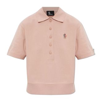 Moncler Femme, Tops, Rose, Taille: 40 FR Polo en coton avec patch logo