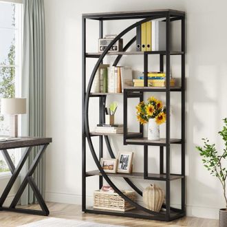 Tribesigns B&uuml;cherregal, Industrielles 5-st&ouml;ckiges B&uuml;cherregal, 180 cm hohes B&uuml;cherregal mit 8 offenen Lagerregalen, B&uuml;cherregal Display Tack Regaleinheit f&uuml;r