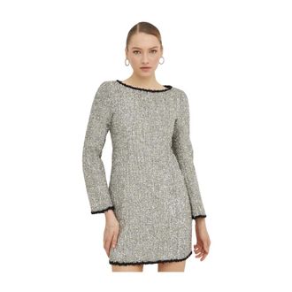 Miss Sixty Pailletten-Tweed-Kleid mit langen &Auml;rmeln - - Dresses - Damen - Grau - M