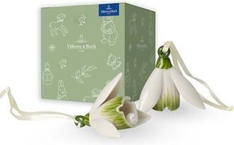 Villeroy & Boch Mini Flower Bells Schneeglöckchen Set 2 Teilig, Kunstblumen, Künstliche Frühlingsblumen, Keramikblüten Zum Hängen Deko, Porzellanblümchen, Ostern Anhä