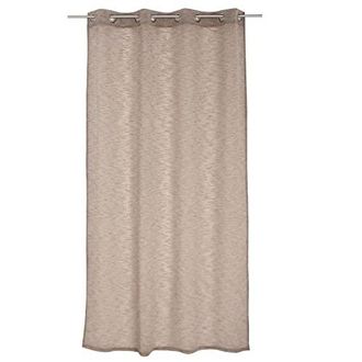 Enjoy Home Maya-Vorhang, 8 Ösen, silberfarben, Durchmesser 4 cm, Leineneffekt, 100% Polyester, Naturfarben, 140 x 240 cm