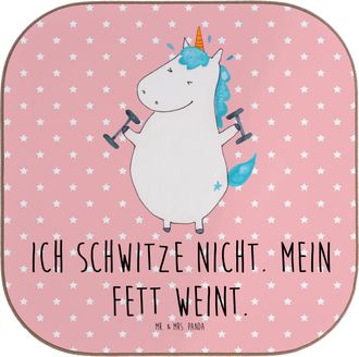 Mr. & Mrs. Panda Untersetzer für Gläser Einhorn Fitness - Geschenk, Unicorn, Quadratisch, Fitnessstudio, Sixpack, Tasse, Coaster, gläseruntersetzer, Einhörner, Tischsc