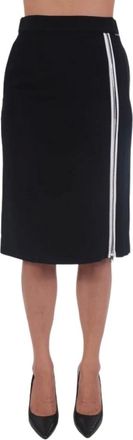 Karl Lagerfeld Femme, Jupes, Noir, Taille: 36 FR Pencil Zip Side Cady Skirt with Mesh