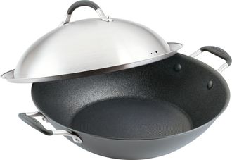 Circulon Scratch Defense Wok Antihaft 36cm - Induktionsgeeigneter Wok mit extremer Antihaftbeschichtung und Edelstahldeckel, spülmaschinen- und ofenfest