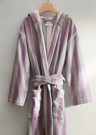 Mango Peignoir &agrave; capuche en coton &eacute;pais bleu - Home - S - MANGO HOME