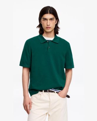 Arket Feinstrick-Poloshirt -Gr&uuml;n