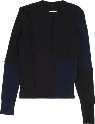 Maison Margiela Femme, Pulls, Noir, Taille: 36 FR Spliced Bicolor Sweater