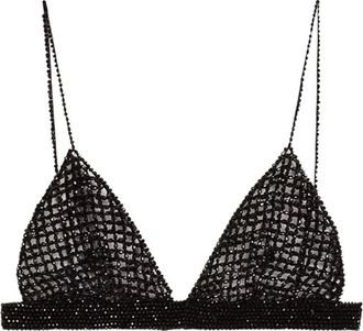 Golden Goose Femme, Tops, Noir, Taille: 36 FR Crochet Bra Embroidered with Black Crystals