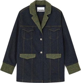 Ganni Homme, Vestes, Noir, Taille: S/M Blazer Oversize en denim serg&eacute;