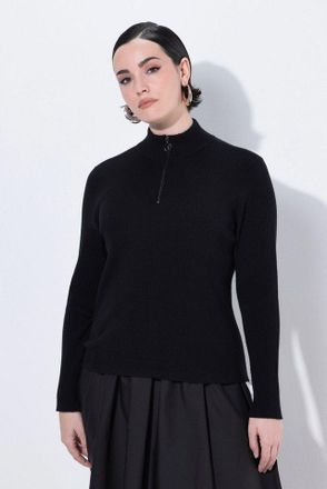 Ulla Popken Troyer Pullover Troyer Rippstrick Slim Zippkragen