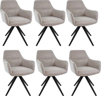 Kick Collection 6er Set Esszimmerst&uuml;hl Tom Texture - Taupe - Modern und Hochwertig - Strukturierter Stoff - Erh&auml;ltlich in vielen Farben