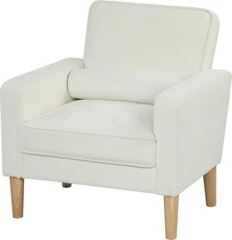 HOMCOM Sofa 1-Sitzer 76 cm Gepolstert Loungesofa Kleine Couch mit Samtoptik, Armlehne, Modernes Getuftetes Polstersofa für Kleinen Raum, Schlafzimmer, Wohnzi
