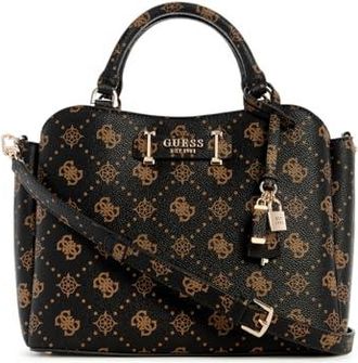 Guess sac à main sac à épaule Silia Girlfriend Satchel Espresso Logo marron foncé