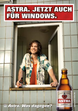 Astra Bier Werbung/Reklame Plakat DIN A1 59,4 x 84,1cm Jetzt auch f&uuml;r Windows, kultiges Poster aus St. Pauli