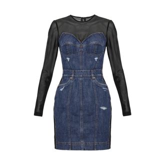 Dolce & Gabbana Kleid mit transparenten Eins&auml;tzen - - Dresses - Damen - Blau - XL