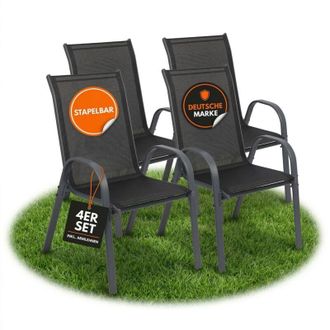 Albatros-Moebel Albatros Gartenst&uuml;hle 4er Set Kuba - Gartenst&uuml;hle Stapelbar mit robustem Metallgestell und hoher Belastbarkeit - bequeme Stapelst&uuml;hle auch als