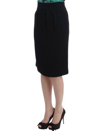 Roberto Cavalli Womens Black Wool Pencil Skirt