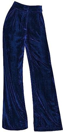Generic Pantalon large en velours dor&eacute; pour femme - Taille haute - D&eacute;contract&eacute; - Jambe droite - Pantalon Palazzo Lounge - Pantalon de soir&eacute;e - Pour le travail