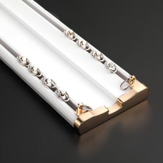 Generic Doppelte Vorhangschien Aus Aluminium Ger&auml;uschlos Deckenvorhangschiene Mit 90&deg;-Ecken Vorhangstange 70-600cm Deckenstange F&uuml;r Raumteiler Sichtschutzvorh