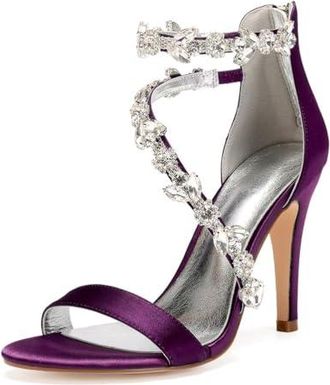 Generic Chaussures Mari&eacute;e Femmes Aiguille Haut High Ouvert Bout Stylet Sandales Mariage Dress Heels Chaussures 10.5 CM,Violet,42 EU