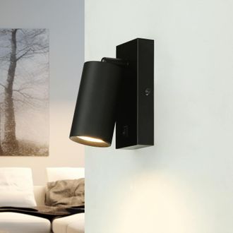 Licht-Erlebnisse Wandstrahler Edelstahl Aluminium Schwarz Büro Wohnzimmer T:7,5 cm GU10 zielgerichtet flexibel Arbeiten Lesen Wandleuchte Schlafzimmer LEO