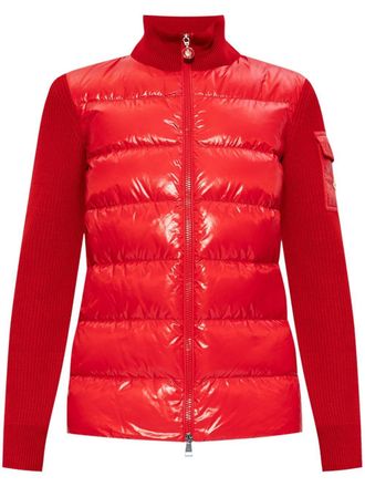 Moncler doudoune &agrave; empi&egrave;cements en maille - Rouge