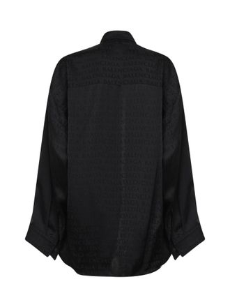 Balenciaga Womens Black Jacquard Satin Cocoon Shirt Viscose